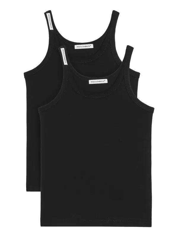 Dolce & Gabbana Short-sleeved Jersey Vest Two-pack Nightwear & Underwear Cotton - Black