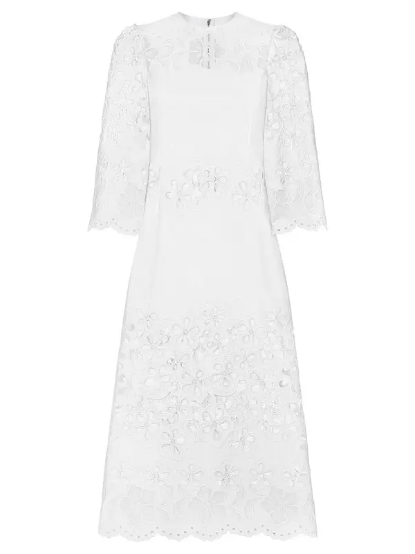 Dolce & Gabbana Cotton Calf-length Dress With Cut-out Detailing Dresses - White