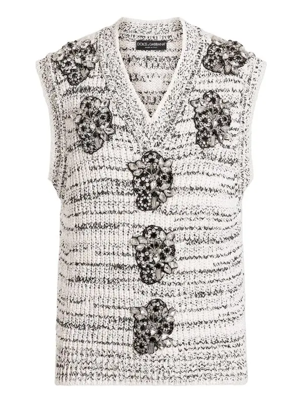 Dolce & Gabbana Sleeveless V-neck Knit Vest - Multicolor