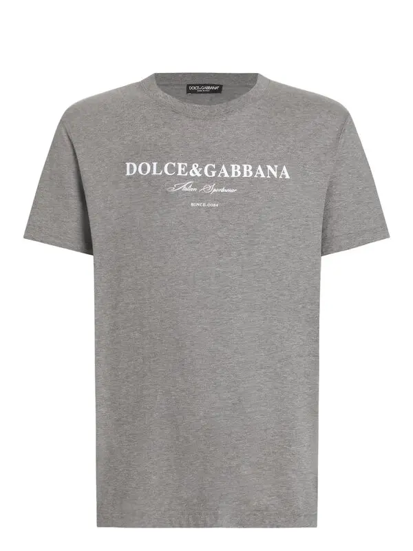 Dolce & Gabbana Cotton T-shirt With Print T-shirts And Polos Gray - Grey
