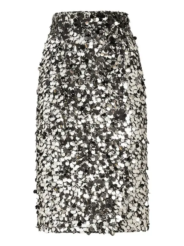Dolce & Gabbana Sequined Midi Skirt Skirts - Silver