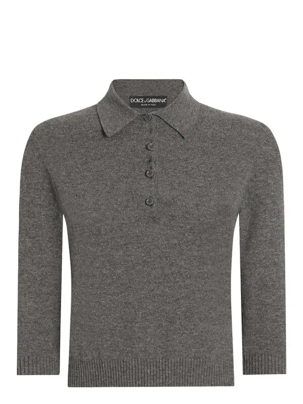 Dolce & Gabbana Cashmere Polo Sweater Sweaters And Cardigans Gray - Grey