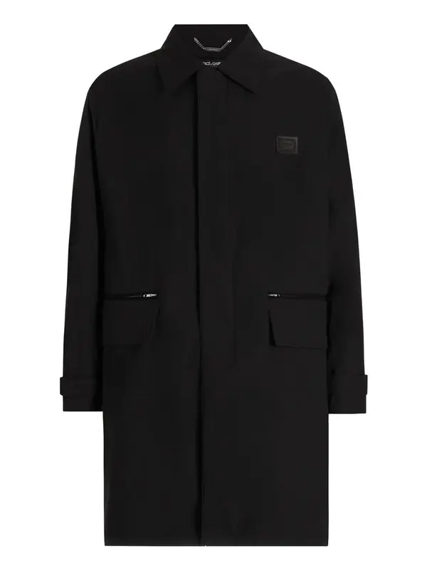 Dolce & Gabbana Nylon Canvas Single-breasted Trench Coat - Black