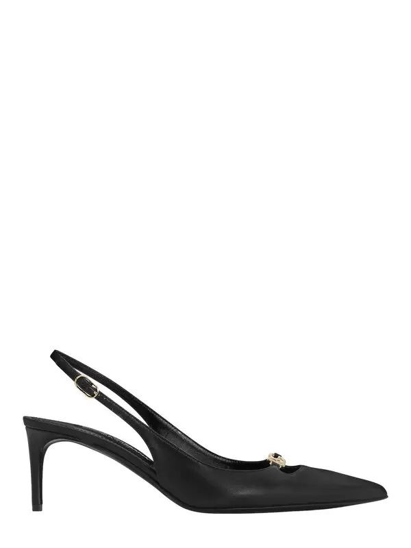 Dolce & Gabbana Lollo Silk Nappa Leather Slingback Pumps And Slingback - Black