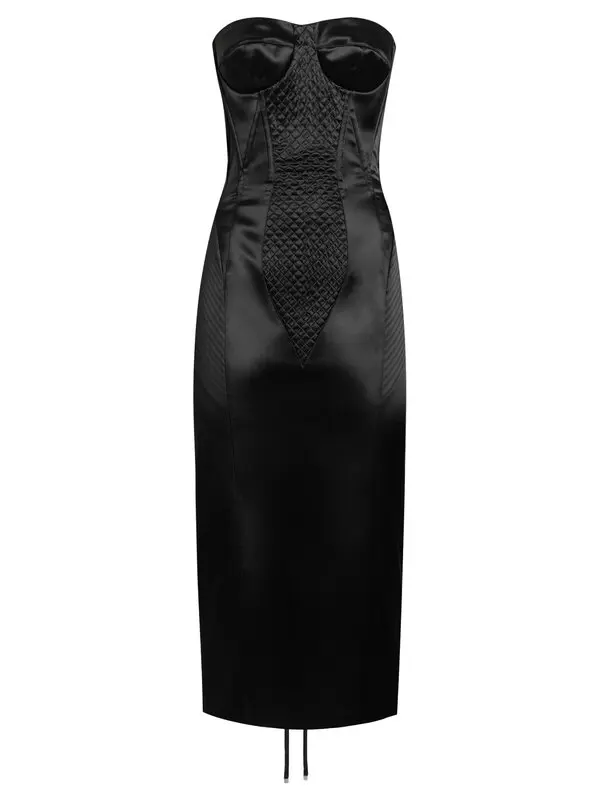 Dolce & Gabbana Strapless Satin Dress With Corset Details Dresses Satin - Black