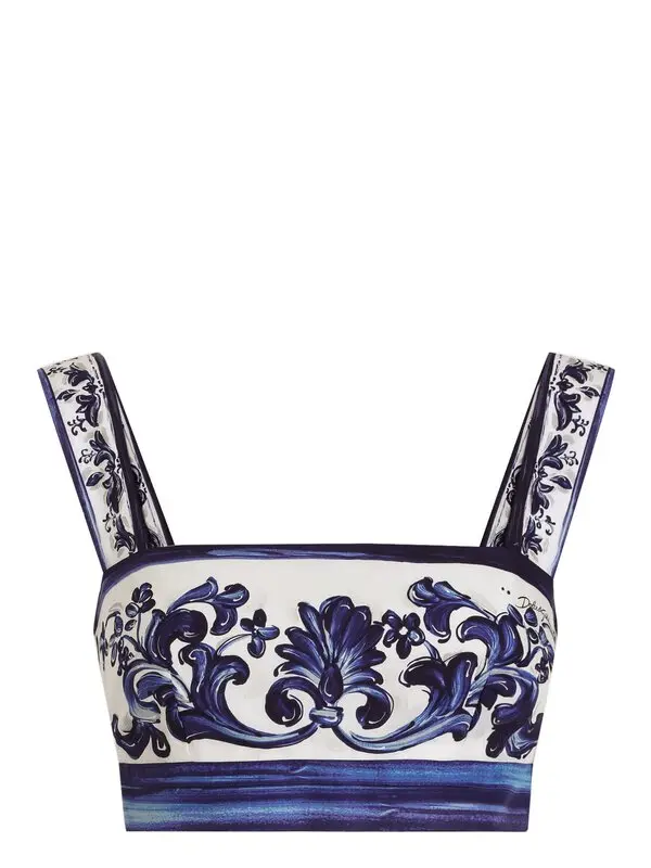 Dolce & Gabbana Dg Exclusive Majolica- Poplin Top Shirts And Tops - Print