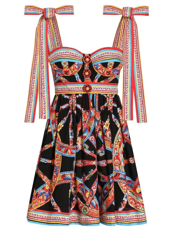 Dolce & Gabbana Carretto-print Poplin Dress Dresses Multi-colored - Multicolor
