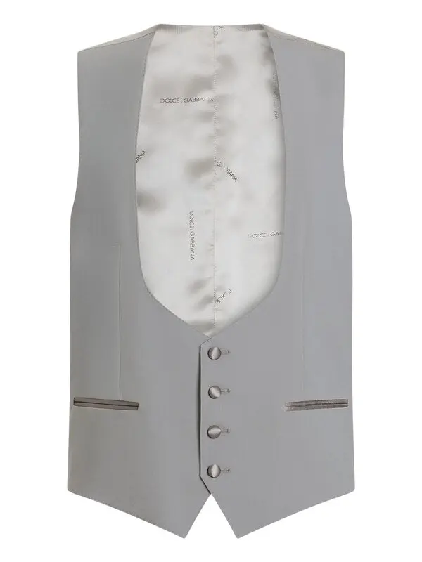 Dolce & Gabbana Micro-rib Tuxedo Vest - Grey