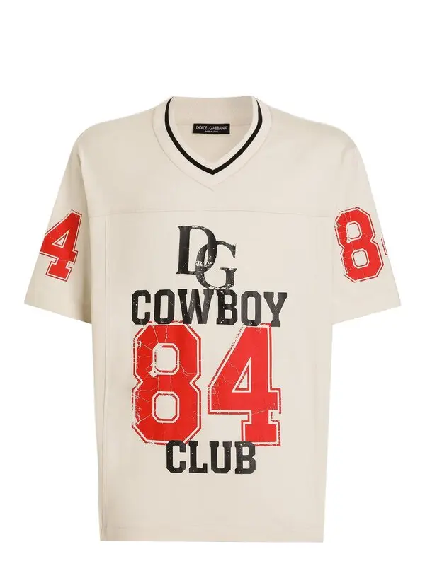 Dolce & Gabbana Cotton T-shirt With Print T-shirts And Polos - Beige