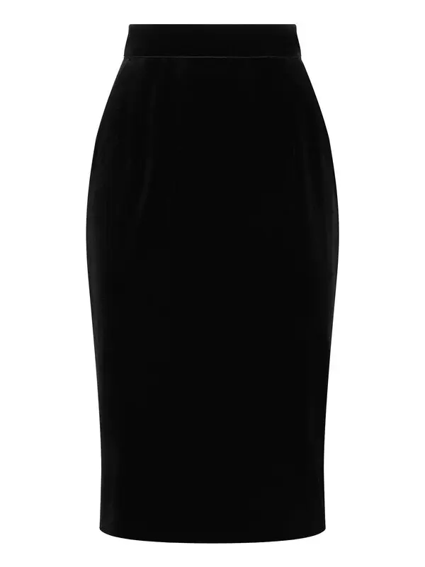 Dolce & Gabbana Velvet Midi Pencil Skirt Skirts - Black