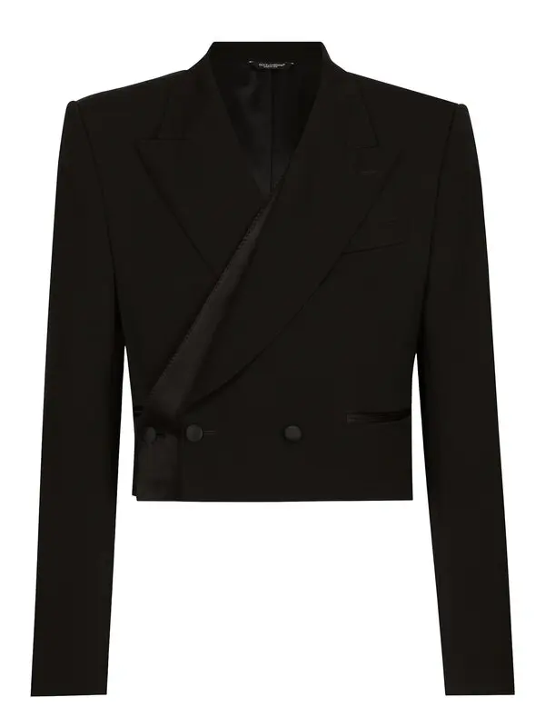 Dolce & Gabbana Double-breasted Wool Spencer Jacket Suits And Blazers Wool - Black