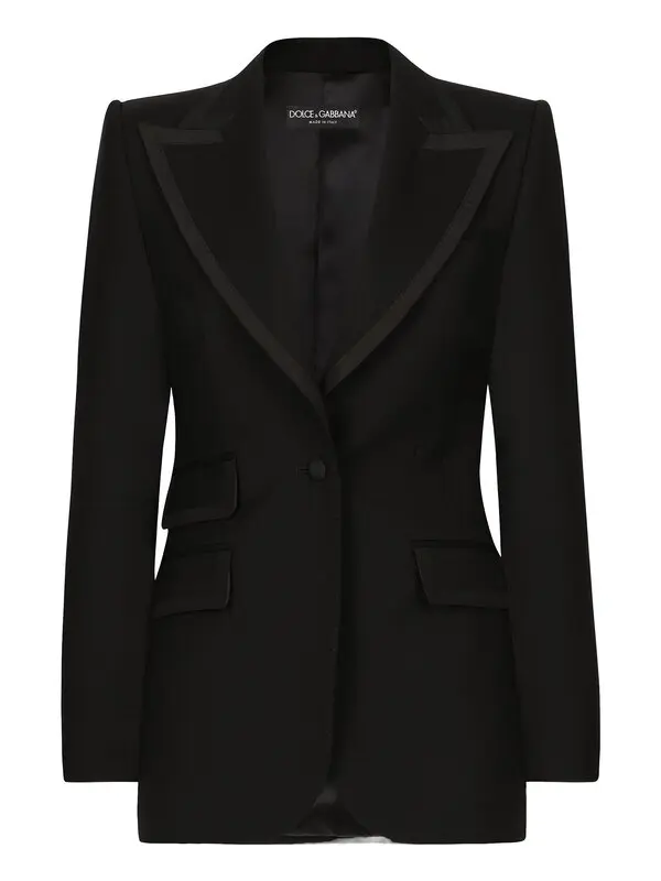Dolce & Gabbana Single-breasted Twill Turlington Tuxedo Jacket Blazers - Black