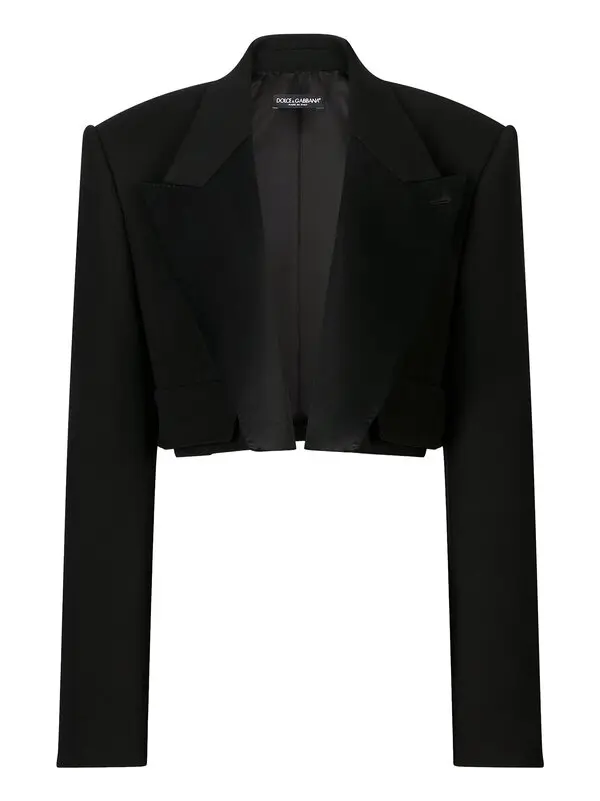 Dolce & Gabbana Short Double Wool Tuxedo Jacket Blazers Wool - Black