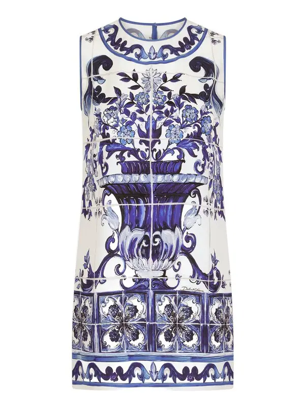 Dolce & Gabbana Majolica-print Charmeuse Top Shirts And Tops Blue - Multicolor