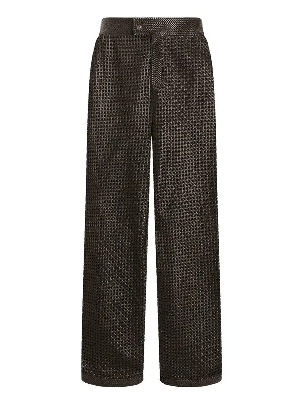 Dolce & Gabbana Flared Woven Nappa Leather Trousers - Multicolor