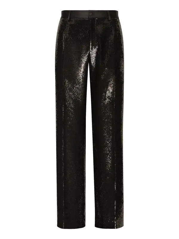 Dolce & Gabbana Sequined Tailored Straight-leg Trousers - Black