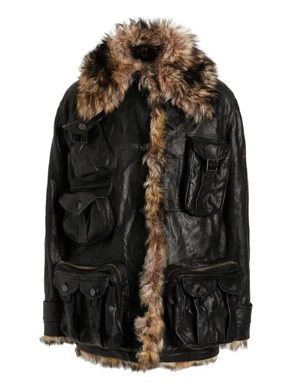 Dolce & Gabbana Lambskin Fur Trimmed Jacket - Black