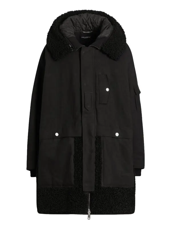 Dolce & Gabbana Waxed Long Down Jacket - Black