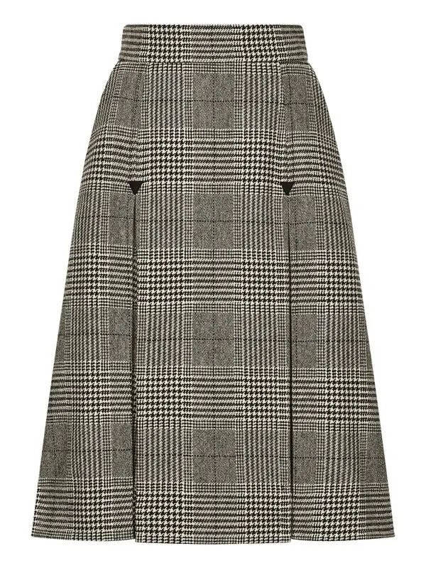 Dolce & Gabbana Glen Plaid Calf-length A-line Skirt With Pleats Skirts - Multicolor