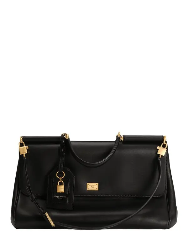 Dolce & Gabbana My Sicily Handbag In Plongé Calfskin Handbags - Black
