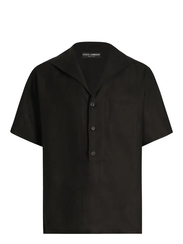Dolce & Gabbana Three-button Short-sleeved Linen Shirt Shirts Linen - Black