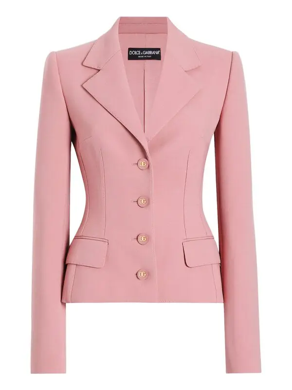 Dolce & Gabbana Single-breasted Wool Crepe Dolce Jacket Blazers - Pink