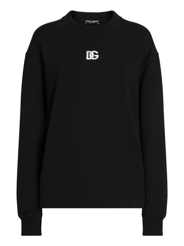 Dolce & Gabbana Jersey Sweatshirt With Dg Embroidery T-shirts And Sweatshirts - Black