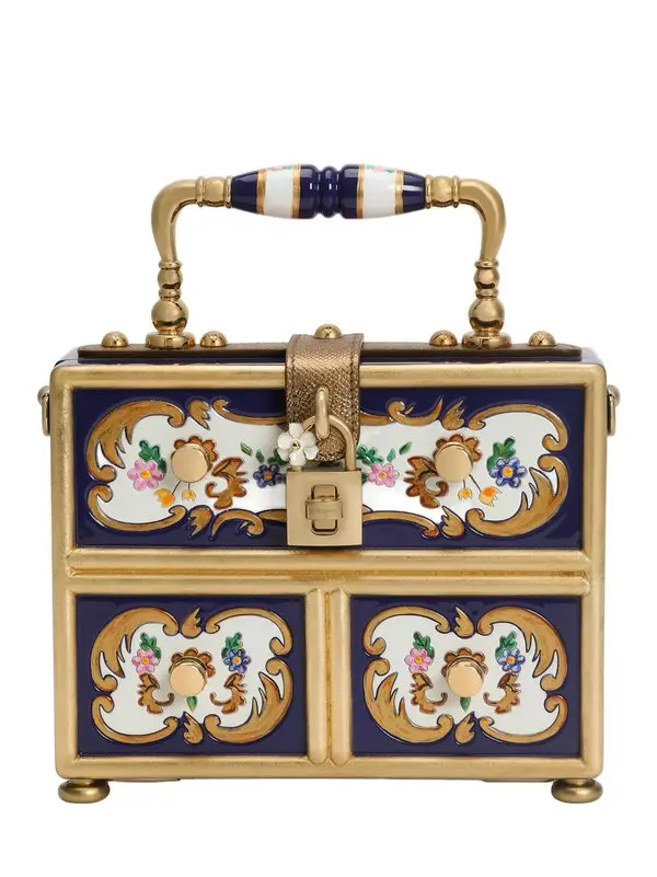 Dolce & Gabbana Dolce Box Handbag In Painted Wood Handbags Multi-colored - Multicolor