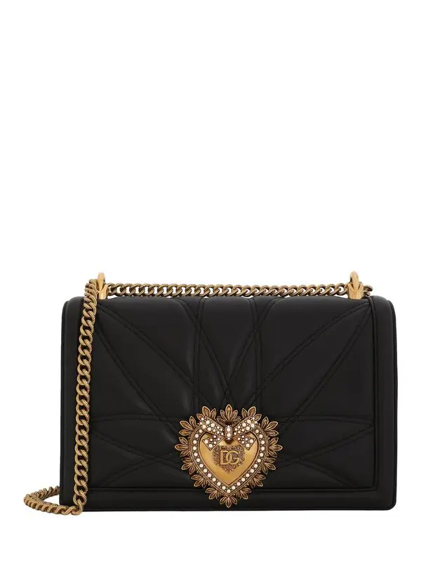Dolce & Gabbana Large Devotion Bag In Quilted Nappa Leather Shoulder And Crossbody Bags Leather - Black
