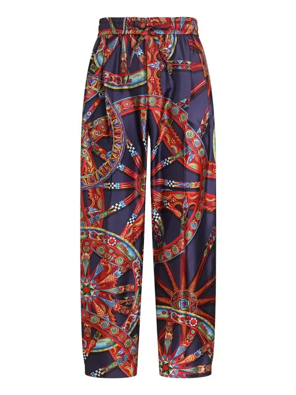 Dolce & Gabbana Carretto-print Twill Jogging Trousers Pants And Shorts - Multicolor