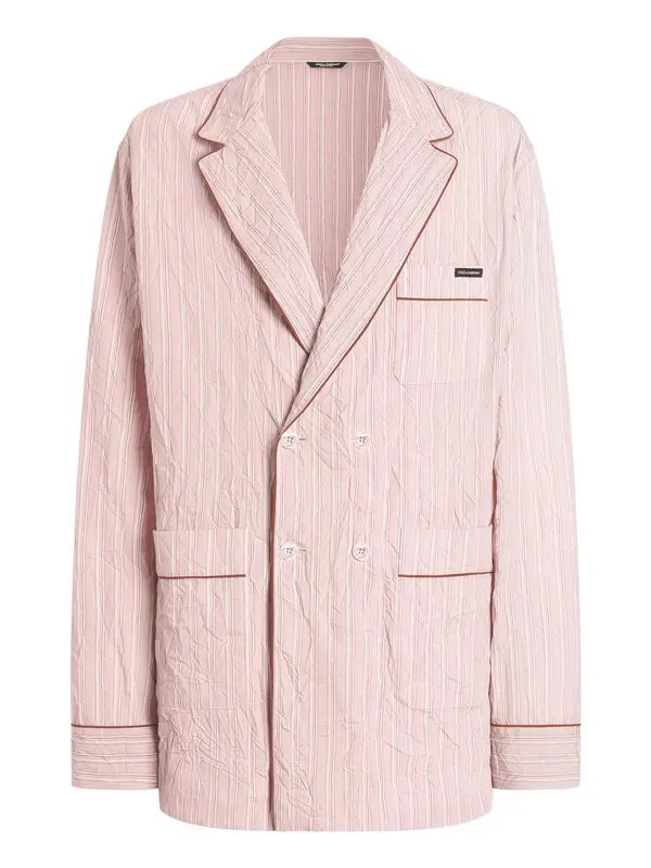 Dolce & Gabbana Crinkled Striped Fabric Shirt-style Vanity Robe Shirts - Multicolor