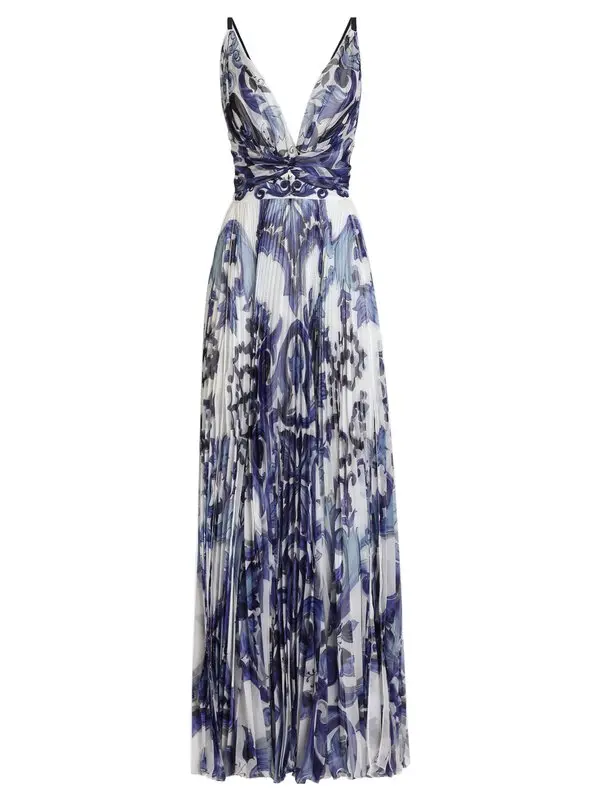 Dolce & Gabbana Dg Exclusive Majolica-print Chiffon Dress Dresses - Blue