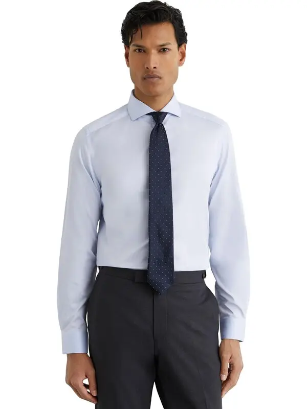 REISS Storm Fit Cotton-twill Two-fold Shirt - Soft Blue