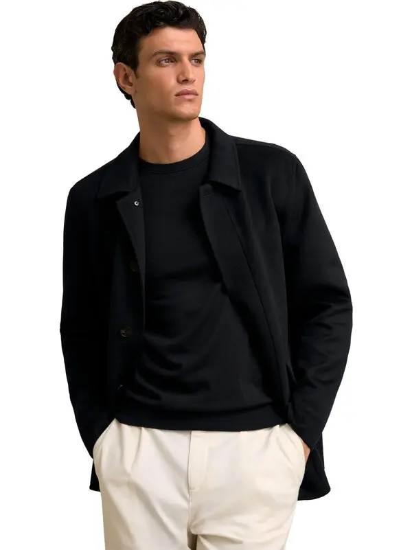 REISS Wool Blend Double Face Button Jacket - Navy