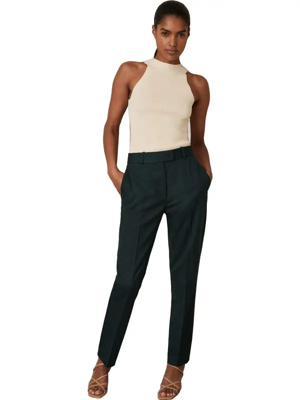 REISS Wool-blend Slim-fit Suit Trousers - Green