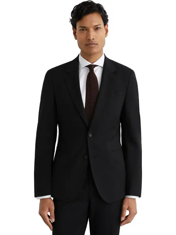 REISS Classic Fit Wool-blend Single-breasted Suit Blazer - Black