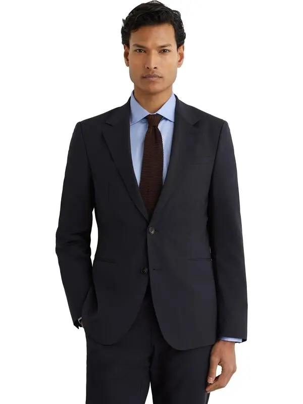 REISS Classic Fit Wool-blend Single-breasted Suit Blazer - Navy