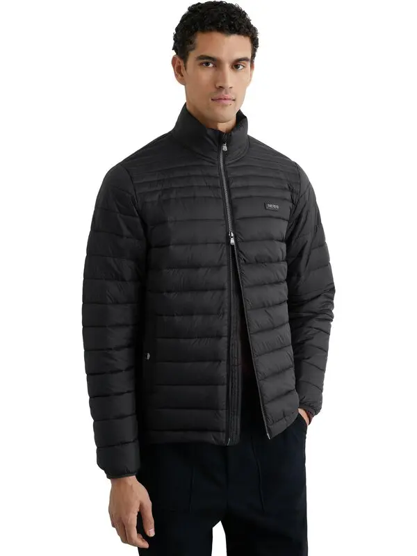 REISS Quilted Zip-through Jacket - Black