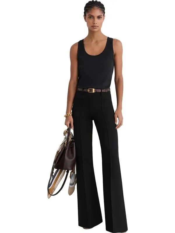 REISS High Rise Flared Trousers - Black