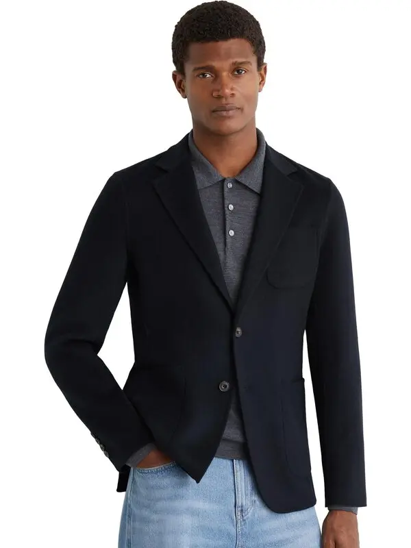 REISS Wool-blend Single-breasted Blazer Tailored-fit - Navy