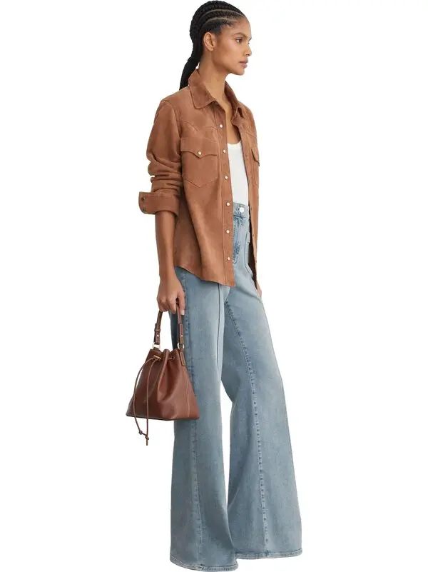 REISS Sakura Mid Patch-pocket Flared Jeans - Light Blue