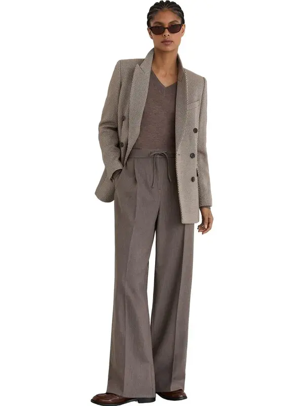 REISS Wide-leg Pull-on Drawstring Trousers - Neutral