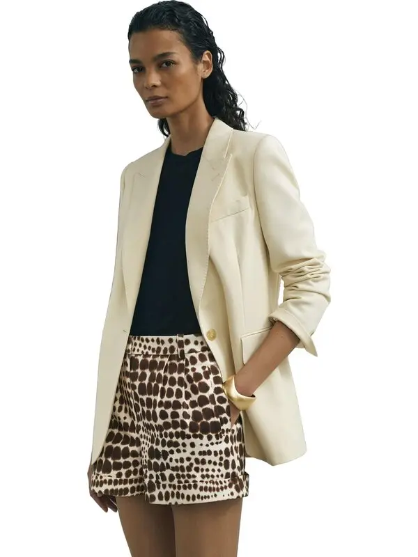 ATELIER Cotton Animal-print Tailored Shorts - Chocolate