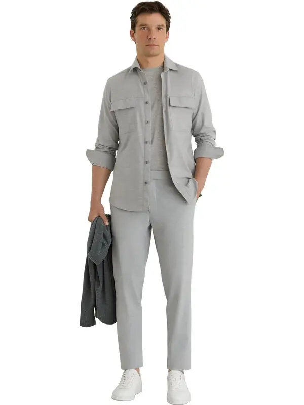 REISS Slim Fit Stretch Drawstring Trousers - Grey