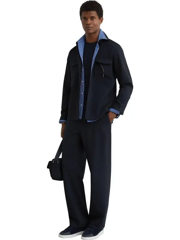 REISS Slim Fit Stretch Drawstring Trousers - Navy