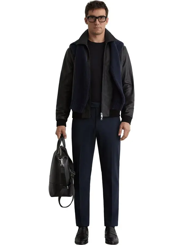 REISS Slim Fit Stretch Drawstring Trousers - Navy