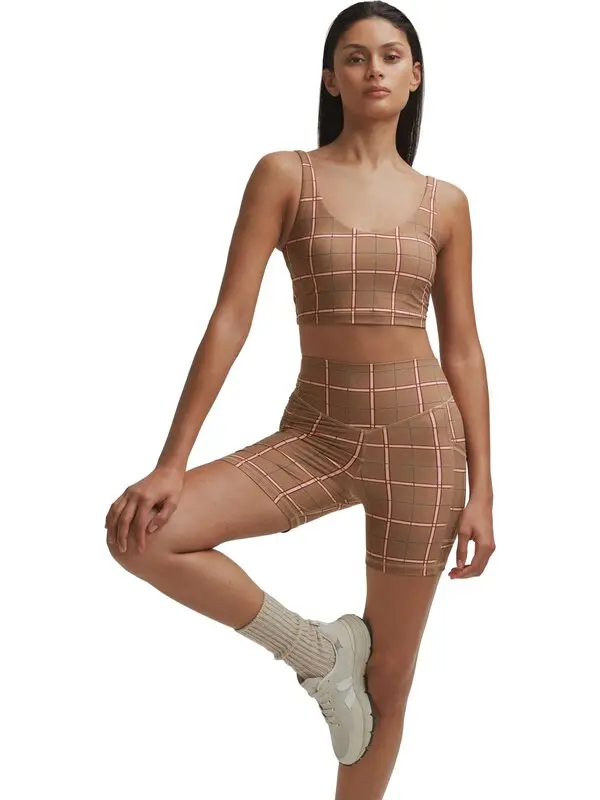 The Upside Check Spin Shorts - Brown