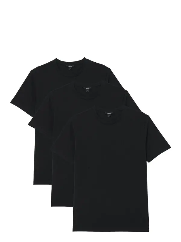 REISS Wheat Melange & Coco Brown Bless Pack Cotton Crew-neck Tailored-fit T-shirts-pack - Black