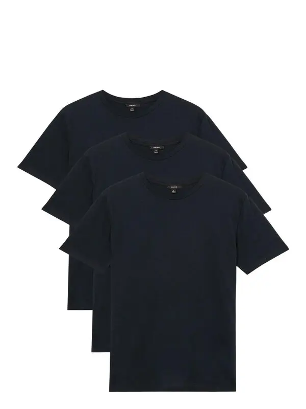 REISS Wheat Melange & Coco Brown Bless Pack Cotton Crew-neck Tailored-fit T-shirts-pack - Navy