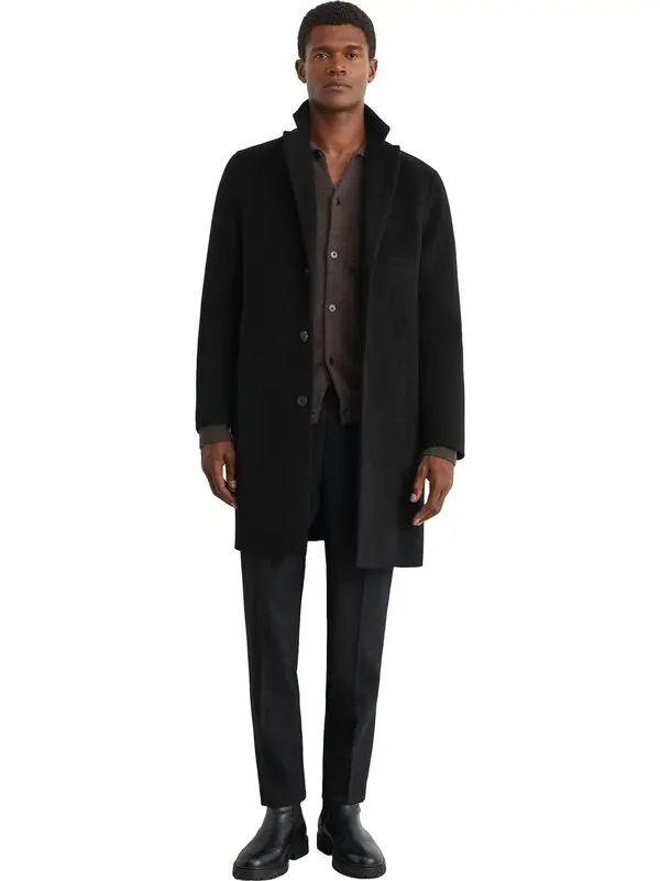 REISS Wool-blend Single-breasted Epsom Coat - Black